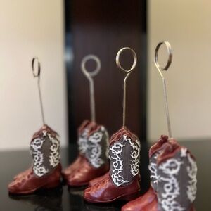 Accents | 4p Western Boot Photo Holders Pcs Cowboy Boots Table Number ...